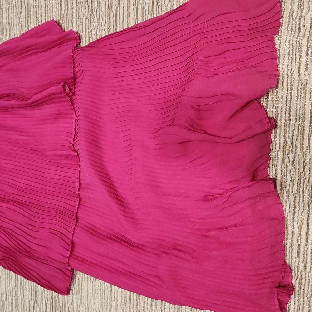 Hot Pink Pleated Parker Mini Dress With Adjustable Sp… - Gem